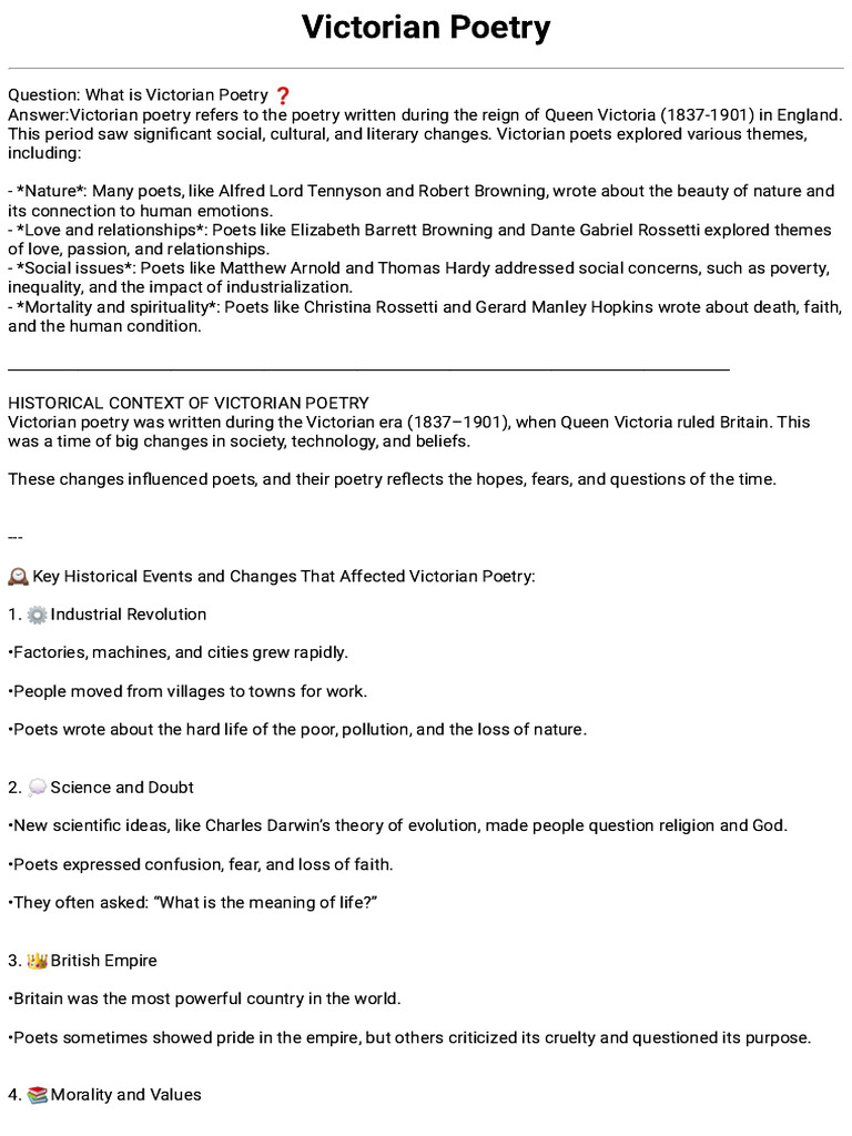 Characteristics of Victorian Poetry | PDF | Victorian Literature | Poetry