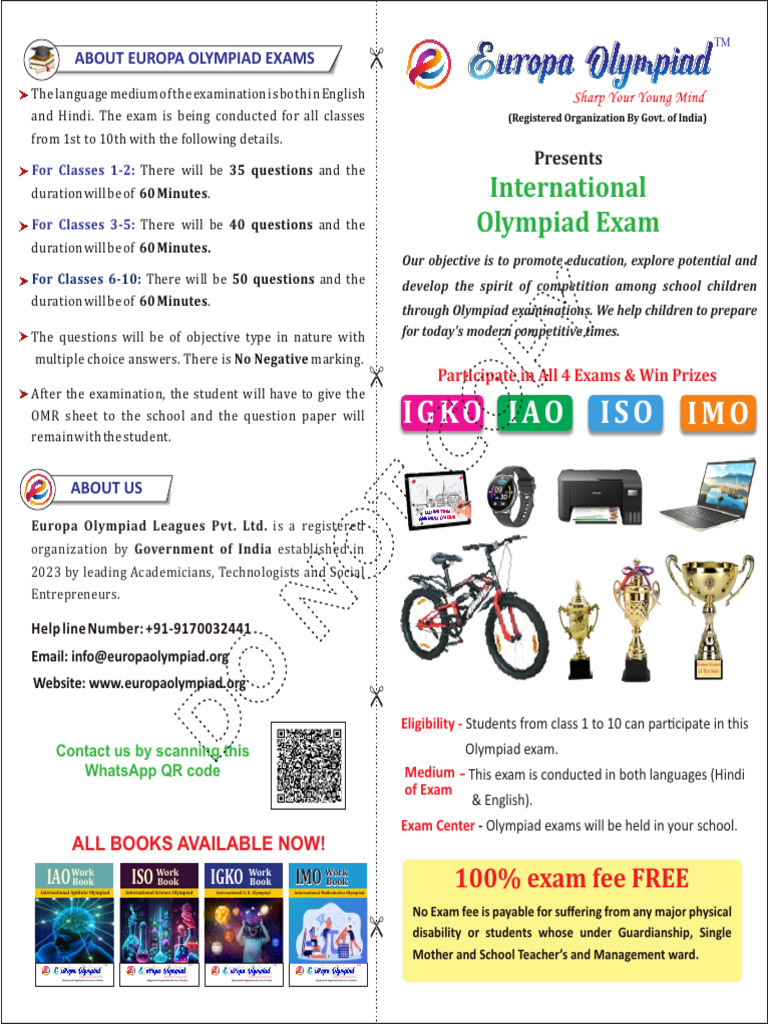 Europa Olympiad Exam Details 2023 | PDF