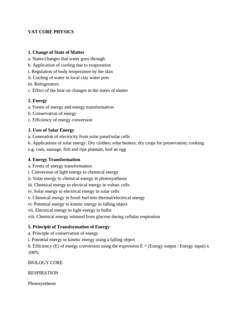 VAT Physics and Social Studies Overview | PDF