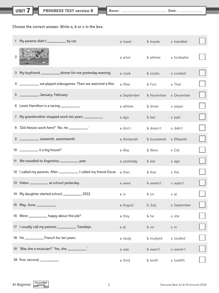 PB BrE A1 Unit Test U7 Version B | PDF | Formula Racing Series | World ...
