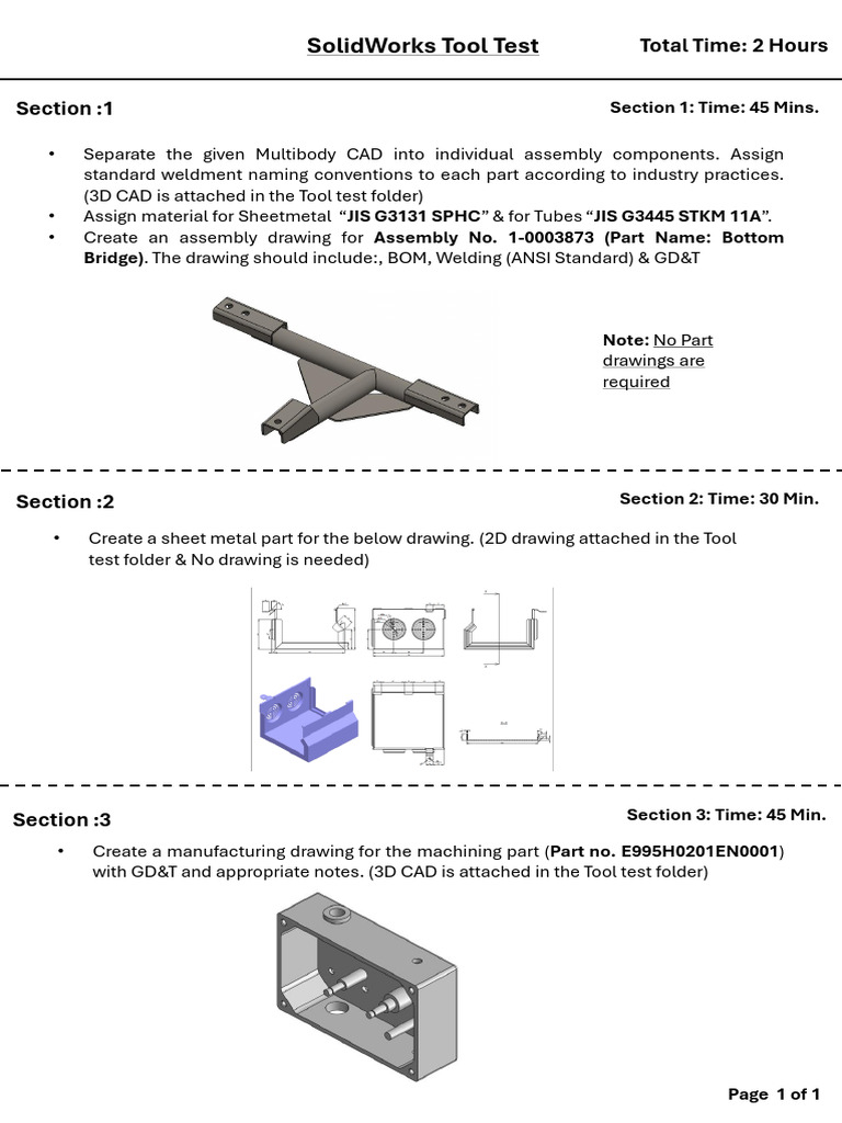 Solidworks Tool Test | PDF
