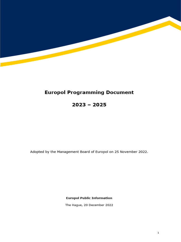 Europol Programming Document 2023 2025 | PDF | European Union