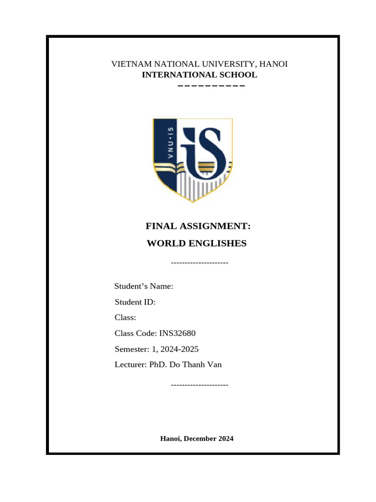 World Englishes Final Assignment 2024 | PDF