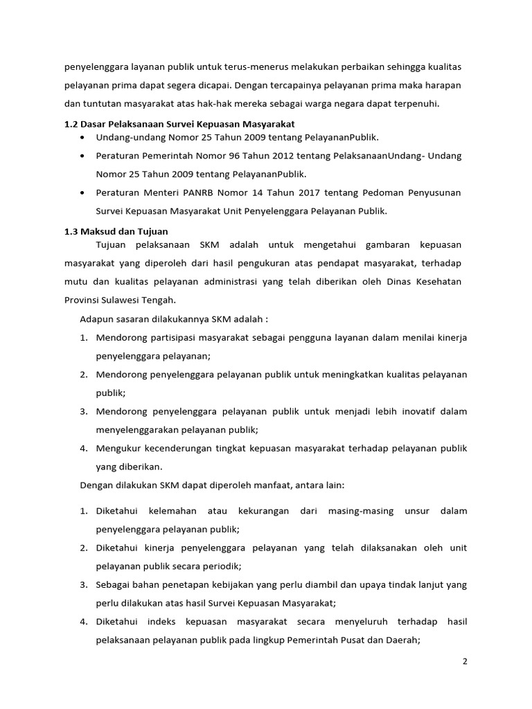 Survei Kepuasan Masyarakat Pelayanan Publik | PDF