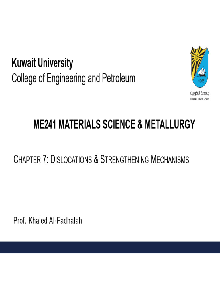 Ch7 Deformation Mechanisms | PDF | Dislocation | Plasticity (Physics)