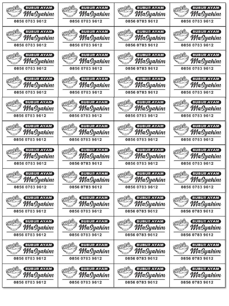 Label Bubur Print | PDF
