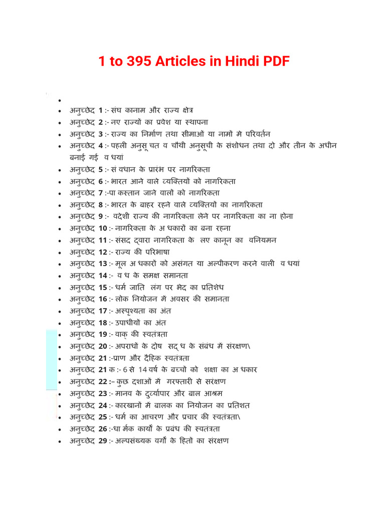 1 To 395 Articles in Hindi PDF | PDF