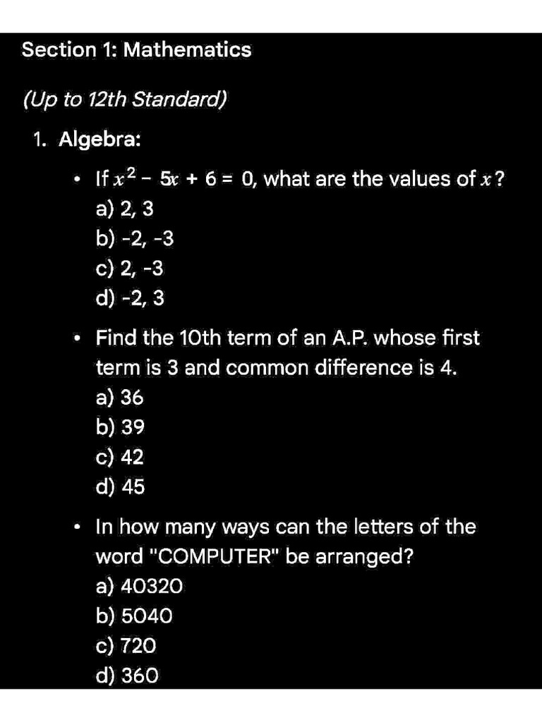 MCA Questions Example by Gemini | PDF