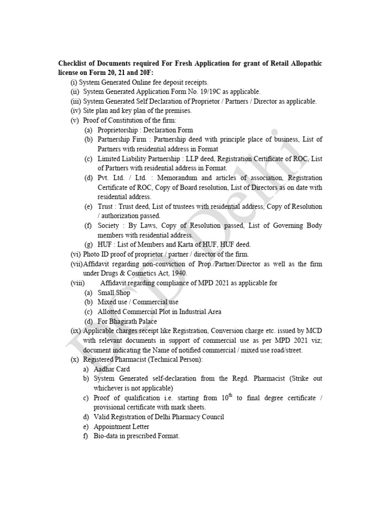 DL - Registration - Checklist | PDF | Pharmacist | Receipt