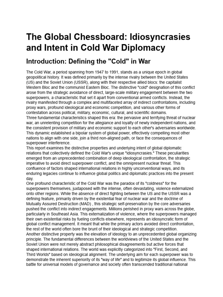 Cold War Global Diplomacy Essay | PDF | Non Aligned Movement | Cold War