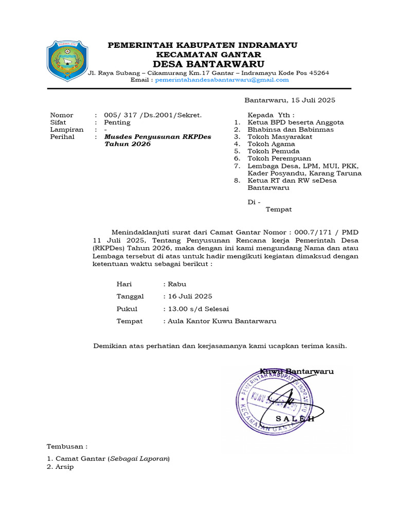 Undangan RKPDes 2025 | PDF