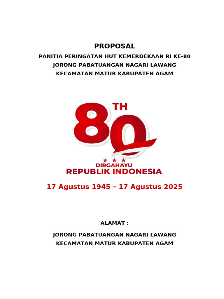 Proposal HUT Kemerdekaan RI Ke-80 | PDF