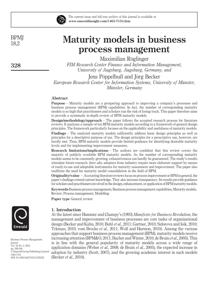 Review of BPM Maturity Models | PDF | Business Process Management ...