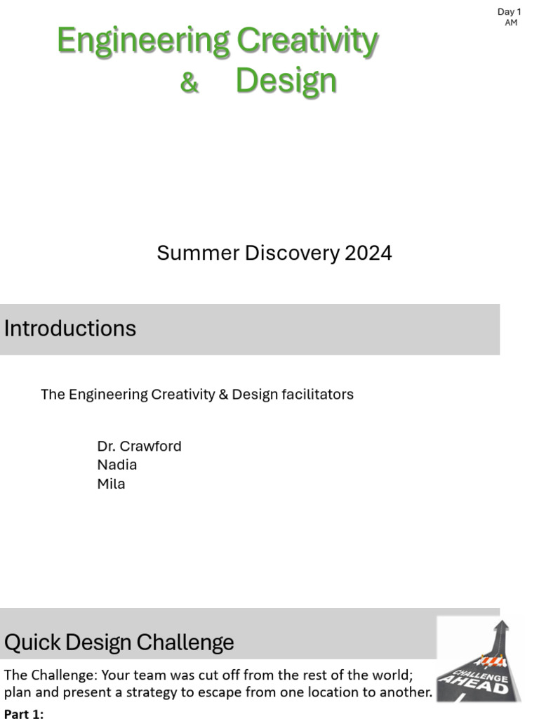 Engineering Creativity & Design Camp 2024 | PDF | Innovation | Invention