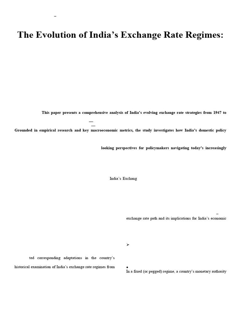 The Evolution of India's Exchange Rate Regimes: A Historical Analysis ...