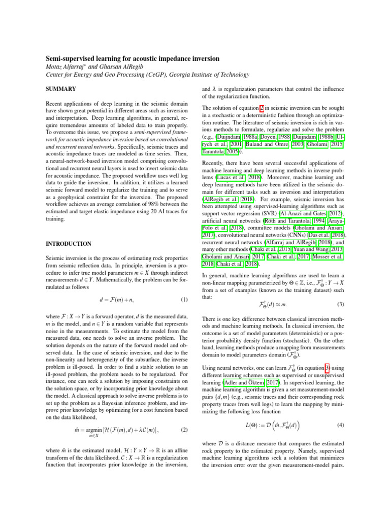 Semi Supervised Learning For Acoustic Impedance Inversion | PDF | Inverse Problem | Machine Learning