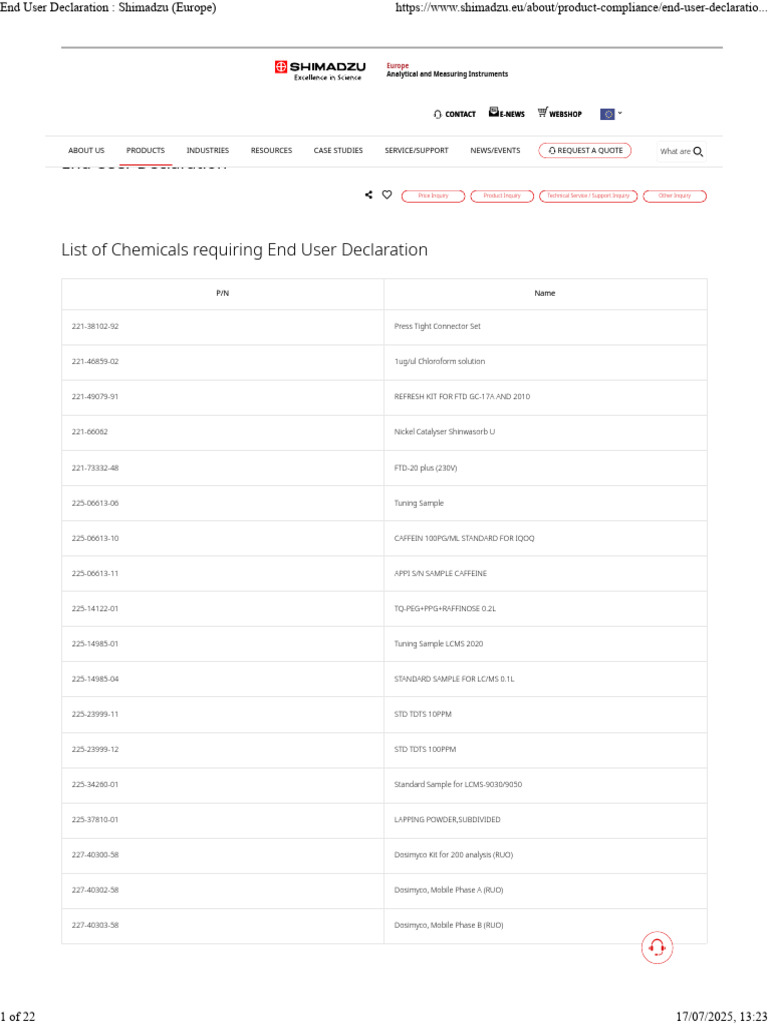 End User Declaration - Shimadzu (Europe) | PDF | High Performance ...