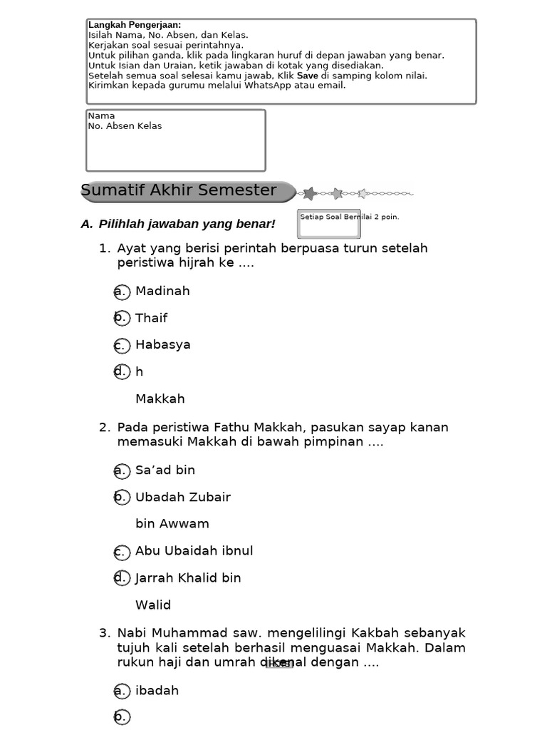 Panduan Kerja Soal Sumatif Akhir Semester | PDF