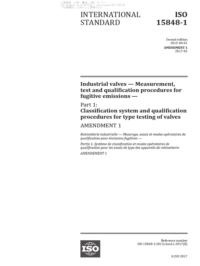 ISO 15848-1 2015 Amd 1 2017 (E) - Character PDF Document | PDF ...