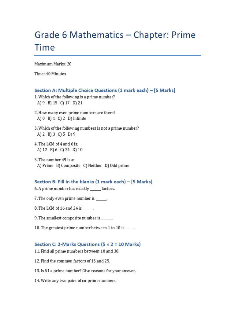 Math - Prime Time | PDF