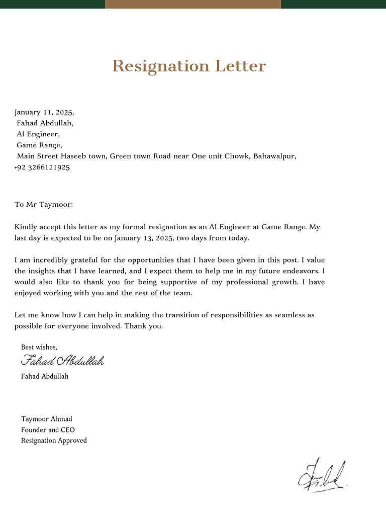 Resignation Letter PDF | PDF