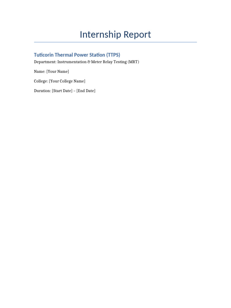 TTPS Internship Report | PDF | Instrumentation | Power Station