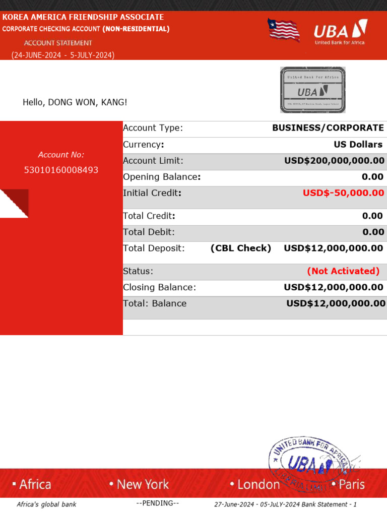 Account Statement Korea America Frienship | PDF | United States Dollar ...