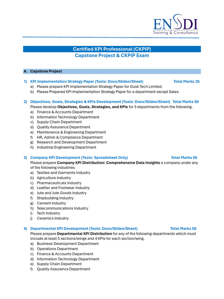 Capstone Project & CKPIP Exam Guideline | PDF | Performance Indicator | Business