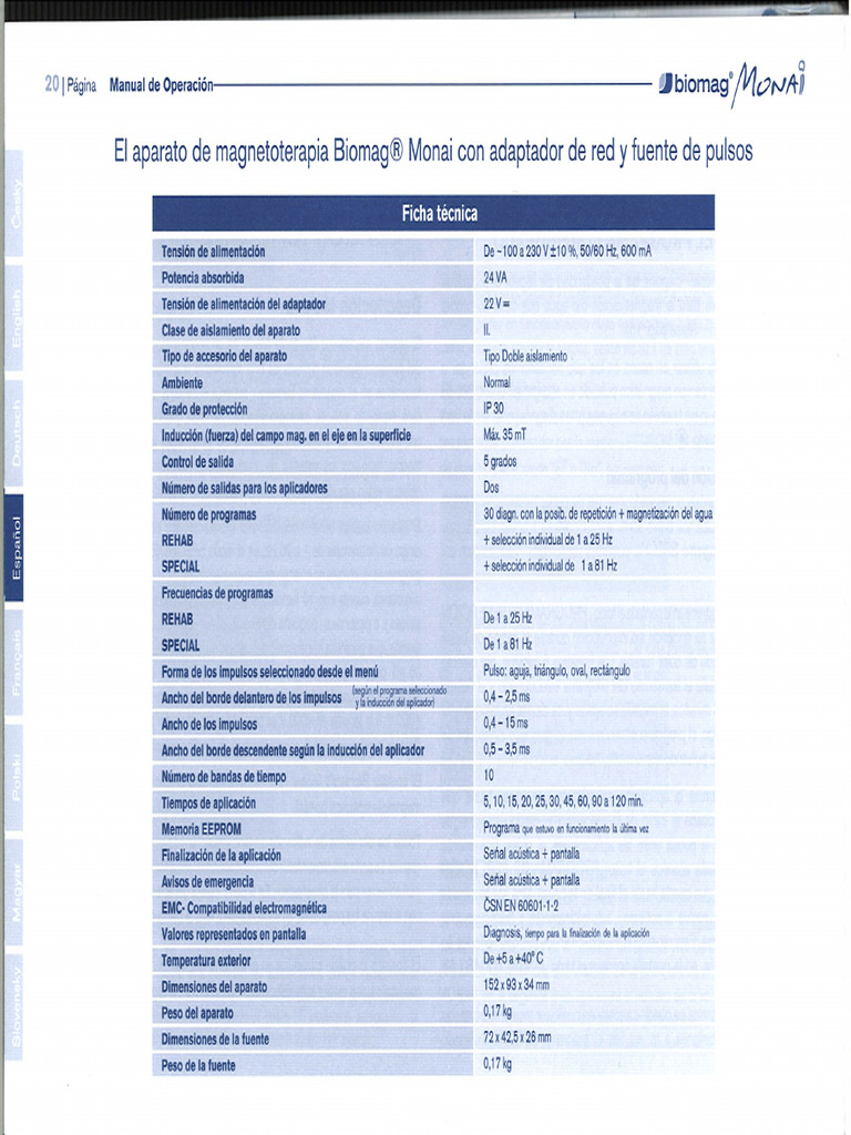 BIOMAG MONAI. Vision General. Tabla Color | PDF