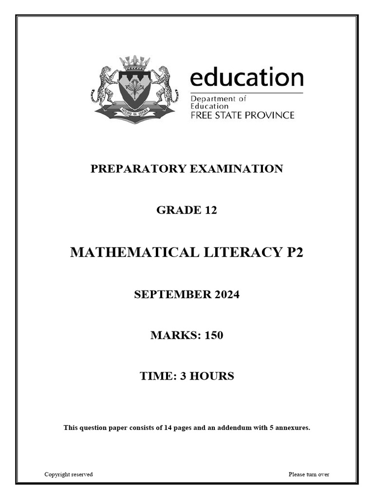 Mathematical Literacy QP Eng p2 Prep Sept 2024 | PDF | Area | Body Mass Index
