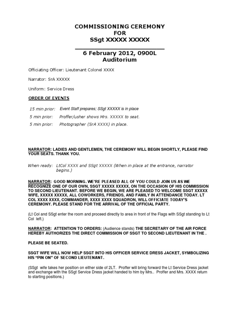 Commissioning Script v2 | PDF | Staff Sergeant | Lieutenant Colonel ...