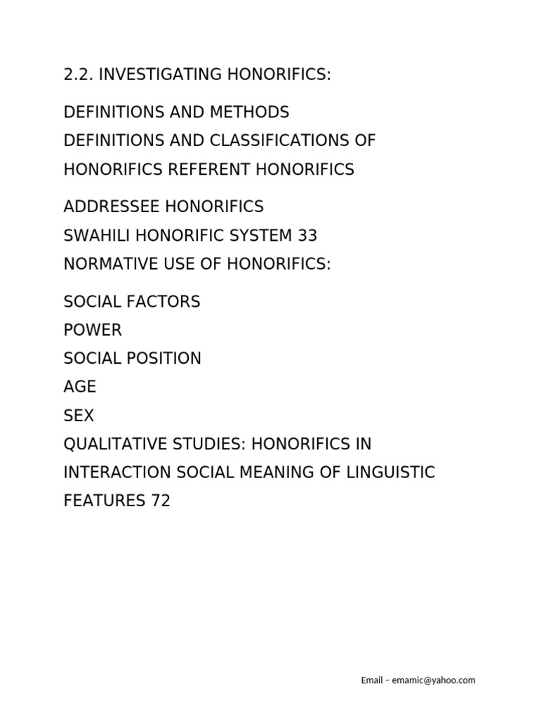Investigating Honorifics | PDF