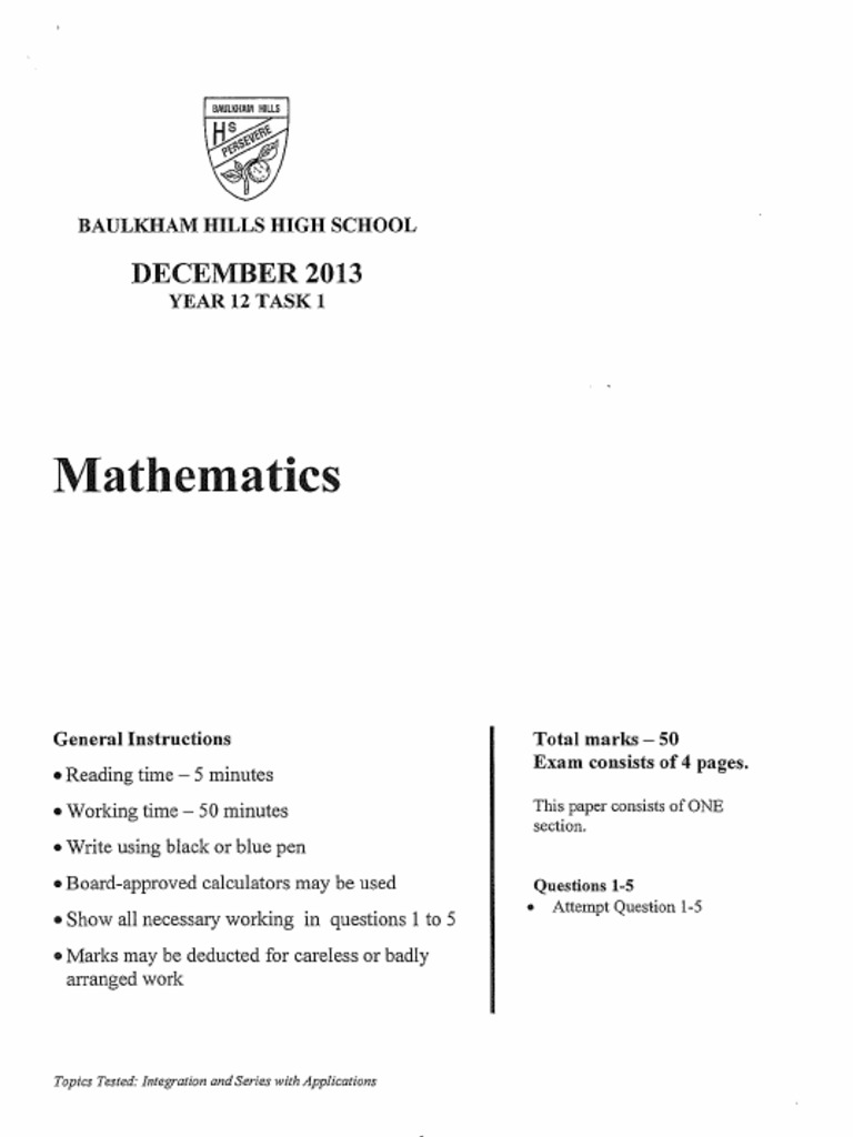 Baulkham Hills 2013 2U CT1 & Solutions | PDF