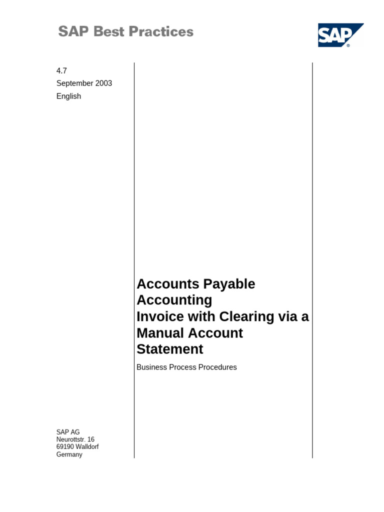 AP-Invoice With Clearing Via A Manual Account Statement | PDF | Invoice | Ibm Db2