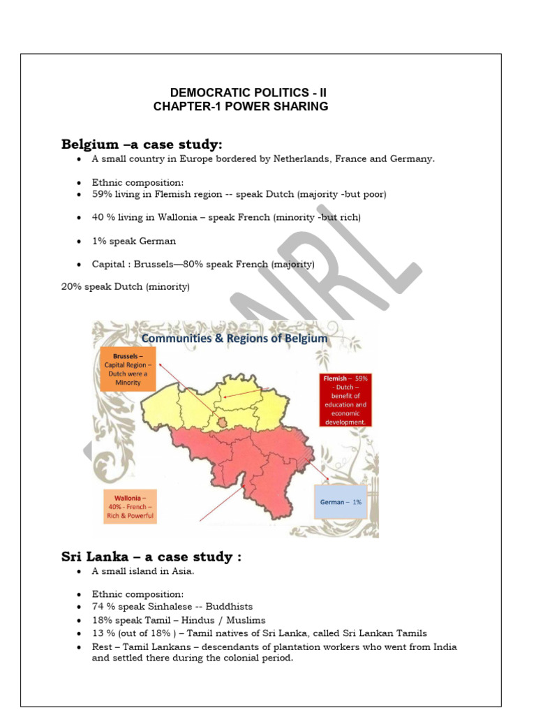 Chapter 1 POWER SHARING (21) - 1 | PDF | Sri Lanka | Belgium