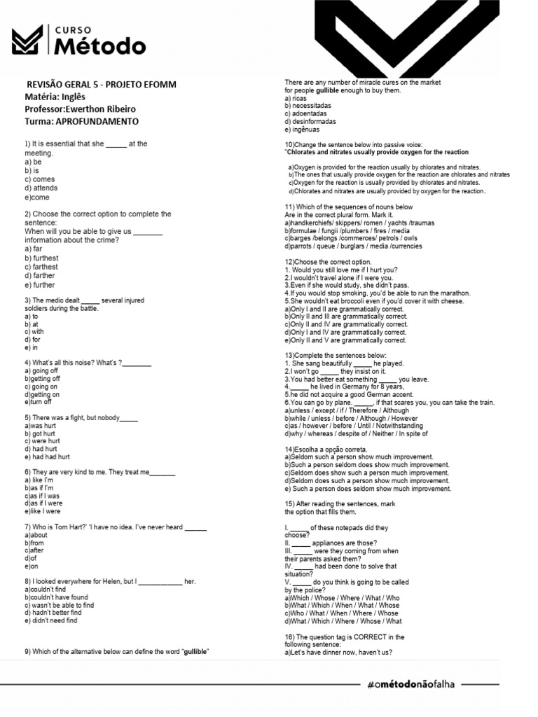Revisão Geral 5 (Projeto Efomm) | PDF | Ships | Shipping