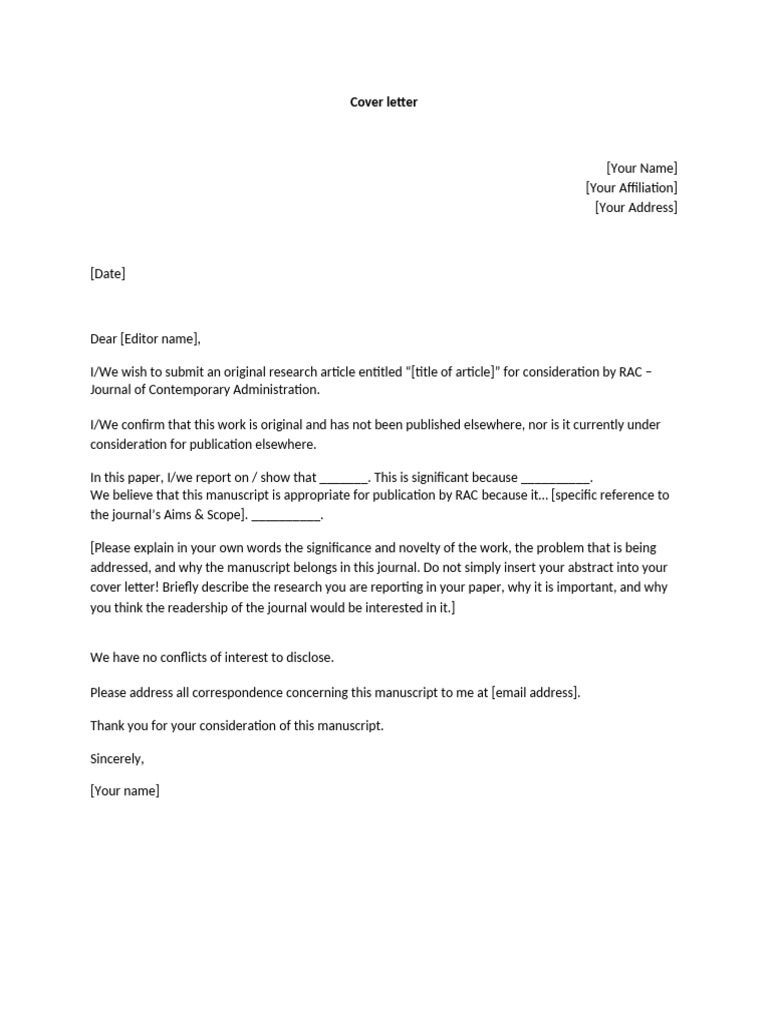 RAC Sample Cover Letter | PDF