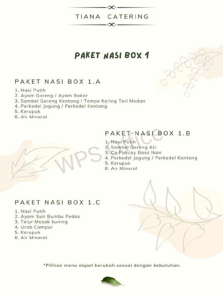 Menu Tiana Catering | PDF