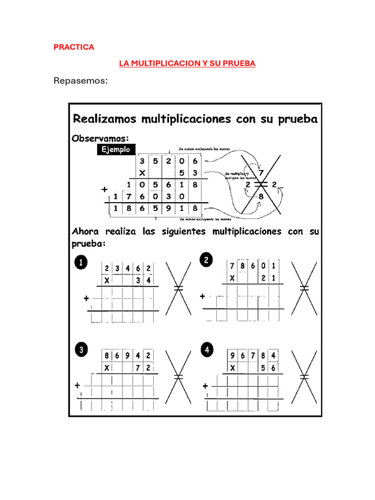 Practica La Multiplicacion y Su Prueba | PDF