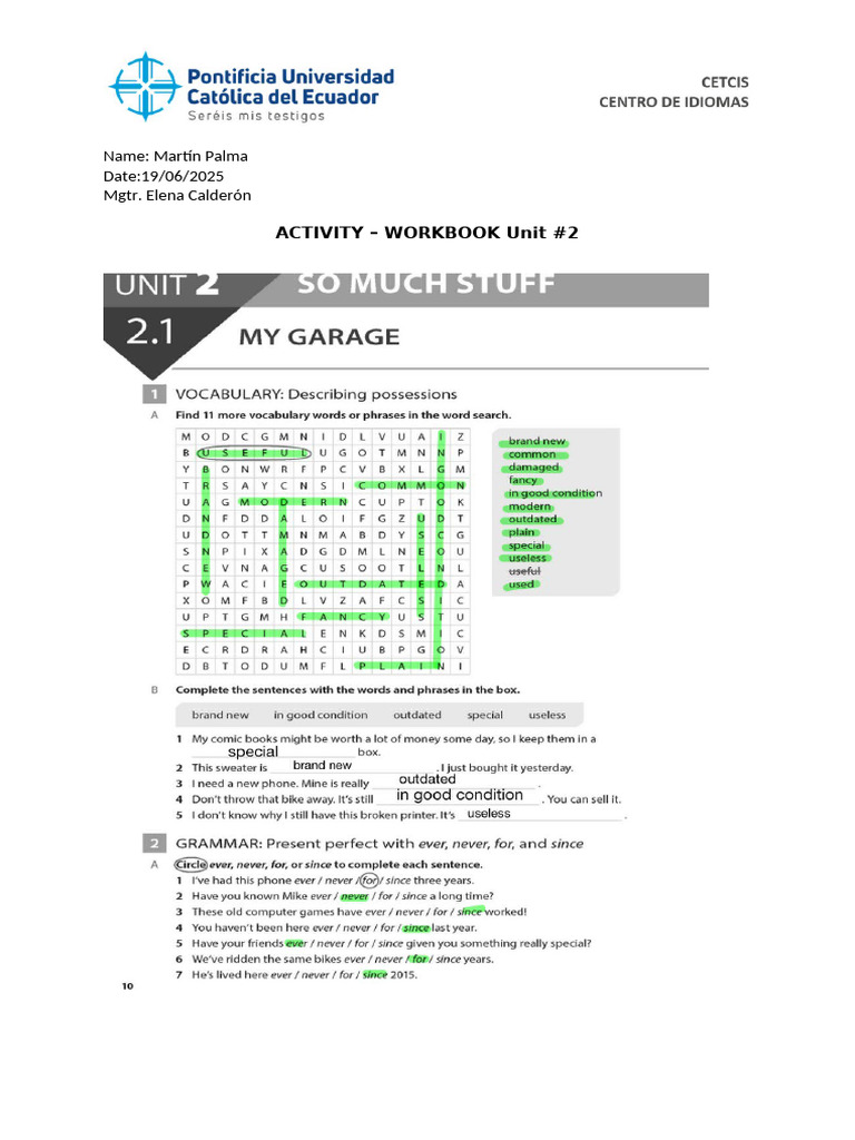 Workbook 2.1 | PDF