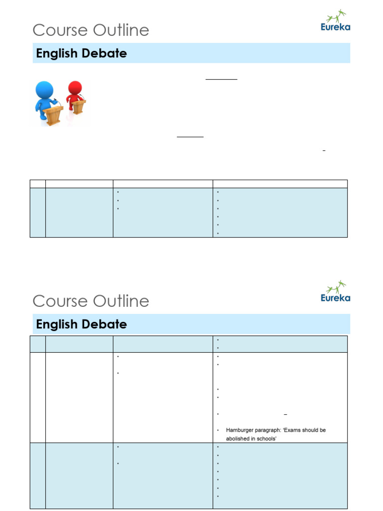 English Debate Course Outline | PDF | Reason | Vocabulary