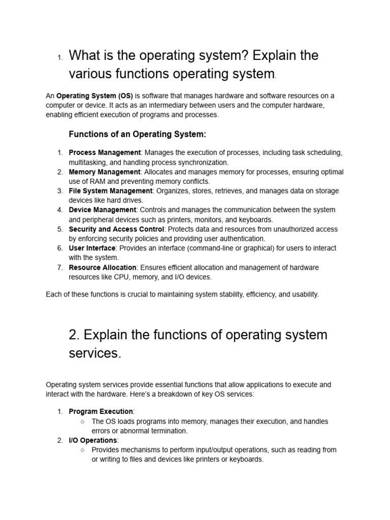 OS Question Bank Answers 241010 182805 | PDF | Thread (Computing) | Kernel (Operating System)