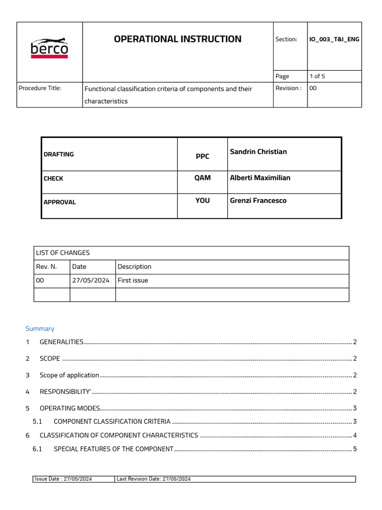 Component Classification Criteria Guide | PDF | Specification ...