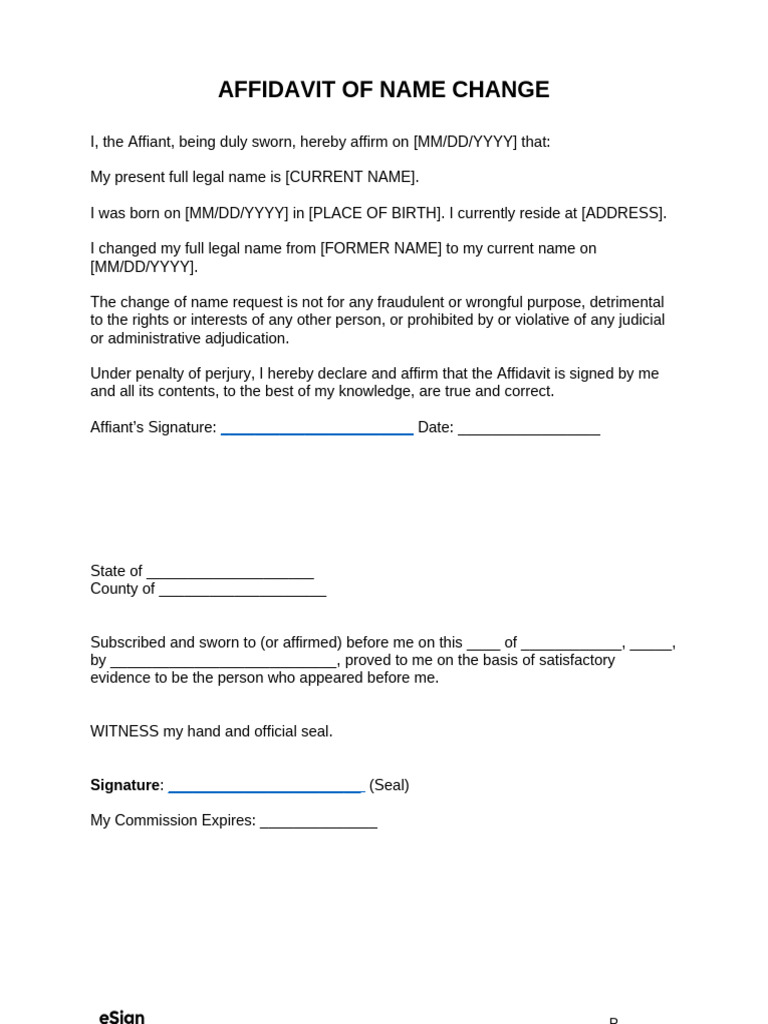 Affidavit of Name Change | PDF