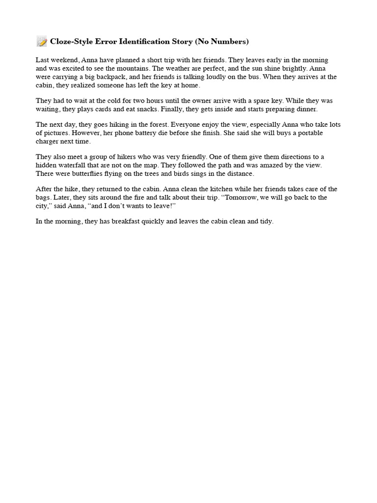 Cloze Style Error Identification | PDF