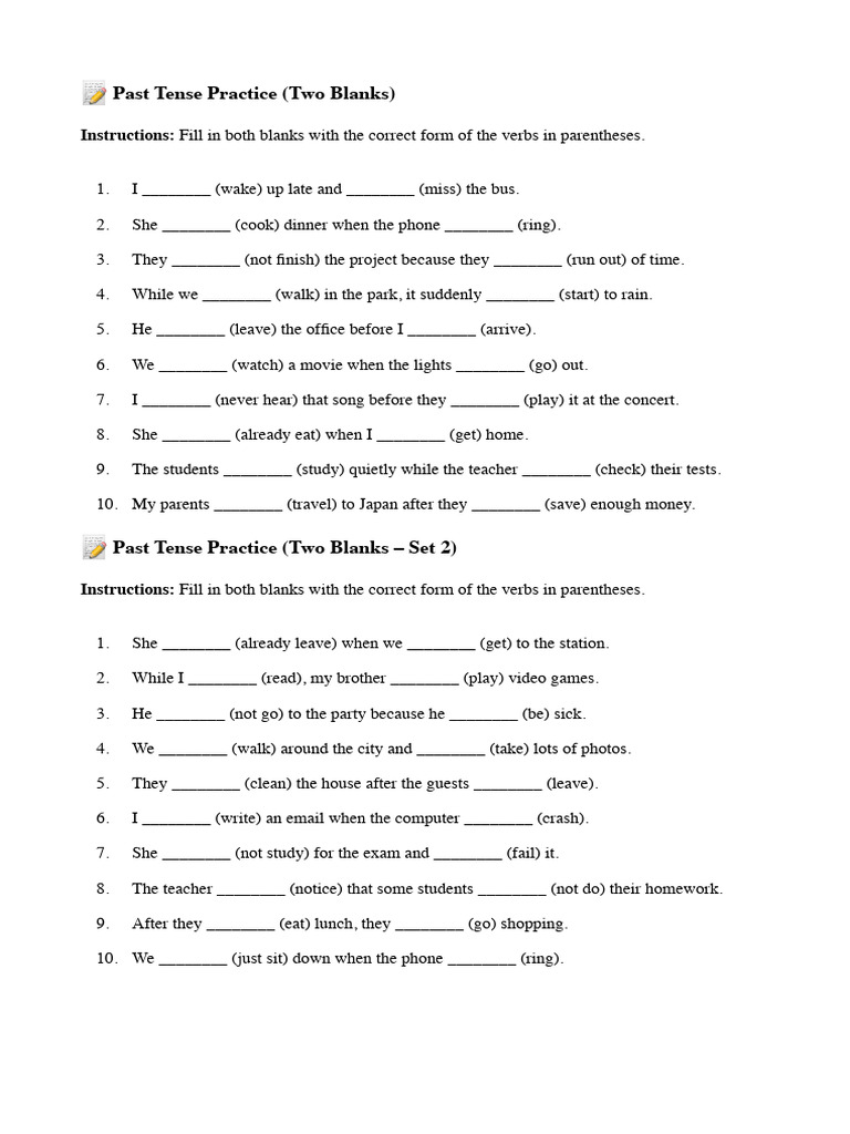 Past Tenses Fill in The Blanks | PDF