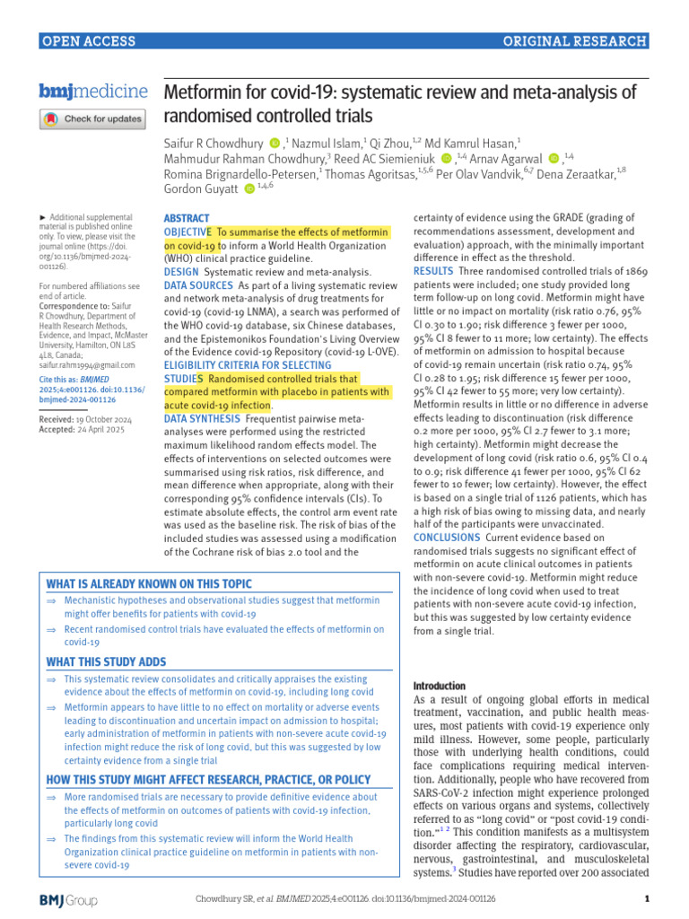 Met Form Inc Ovid High I Ghted | PDF | Systematic Review | Risk