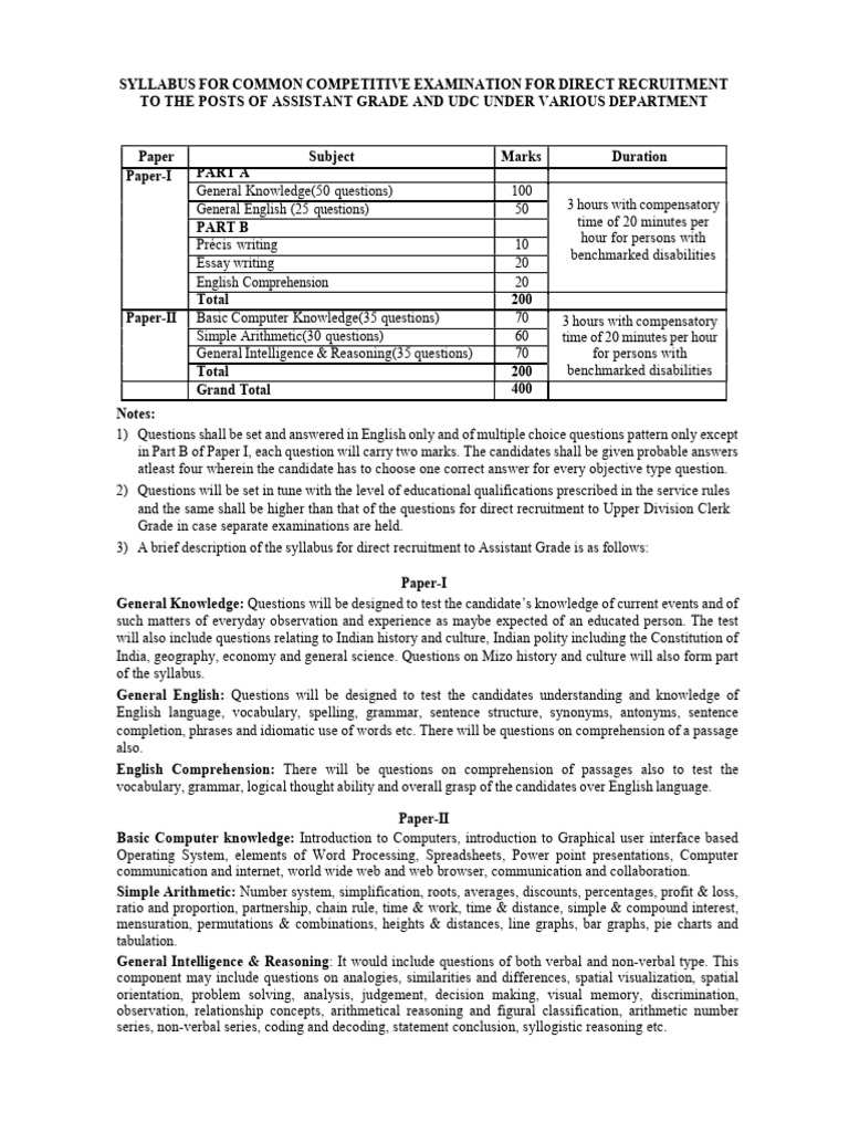 Syllabus For Assistant and Udc Under Various Department | PDF | Communication | Cognitive Science