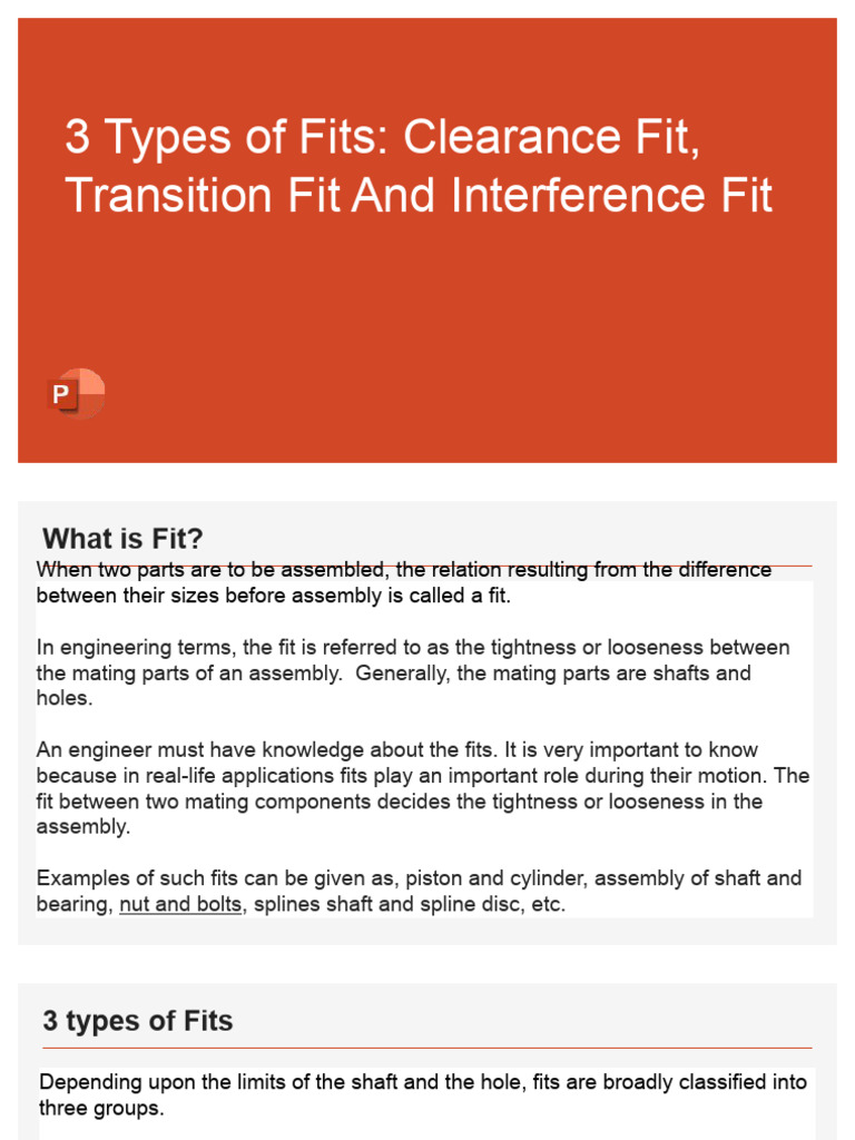 Types of Fits in Engineering Explained | PDF | Engineering Tolerance ...