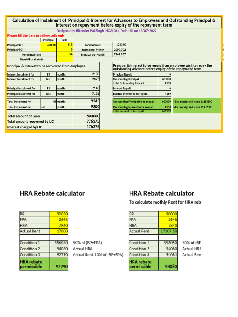 HPS Loan and HRA Rebate Calculator | PDF | Interest | Political Economy
